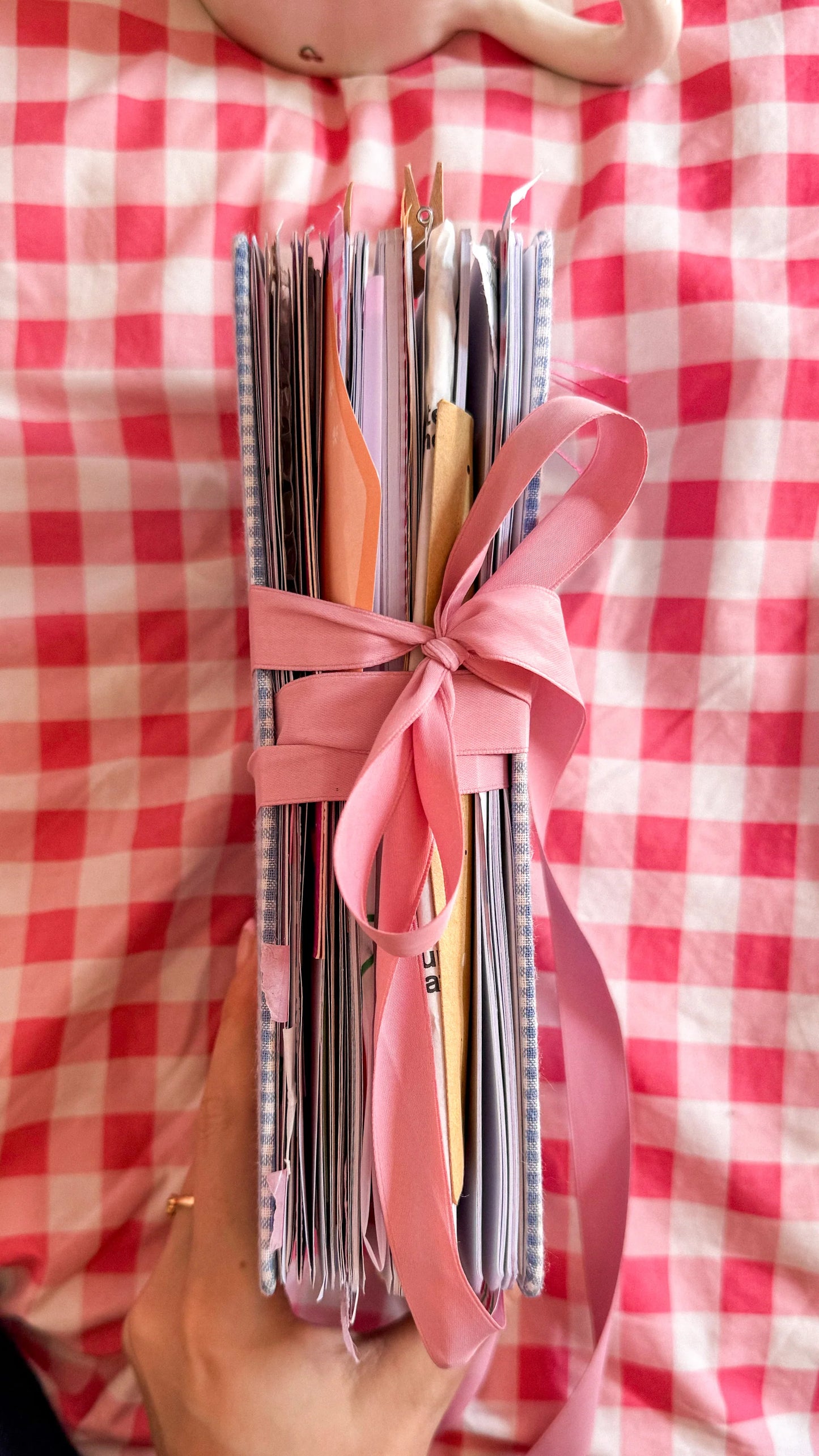 Blue Gingham Dot + Pink Ribbon Junk Journal – made590