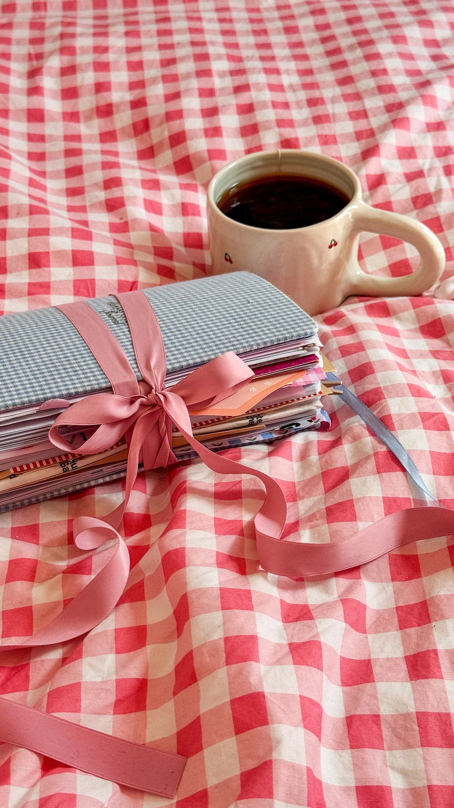 Blue Gingham Dot + Pink Ribbon Junk Journal – made590